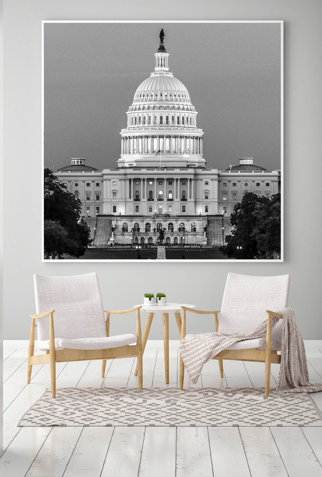 US Capitol Wall Art, Washington DC Canvas, Washington B&W Photography ...