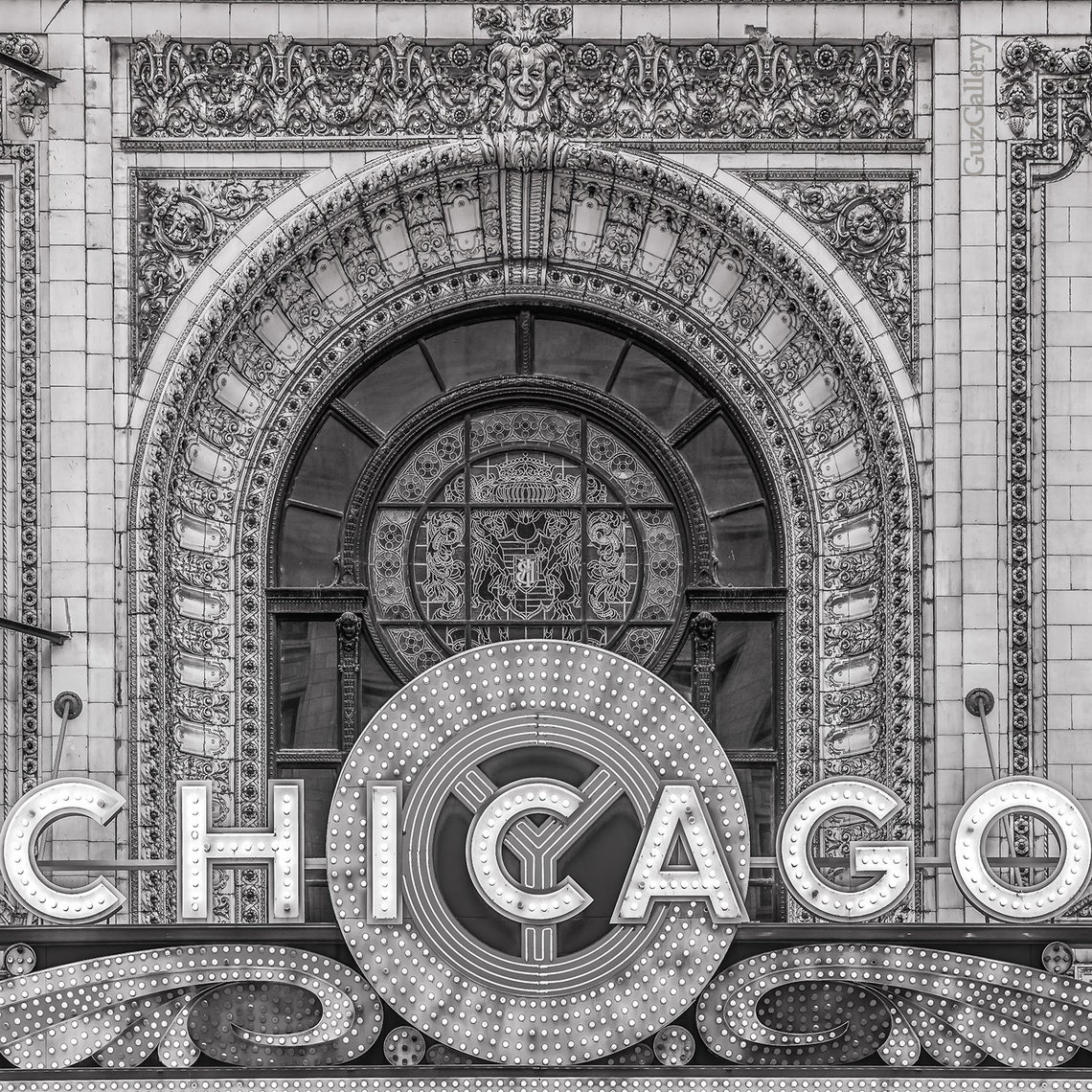 Chicago Theatre Neon Sign Photo on Wood Desk Decor Chicago - Etsy