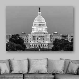 US Capitol Wall Art, Washington DC Canvas, Washington B&W Photography ...