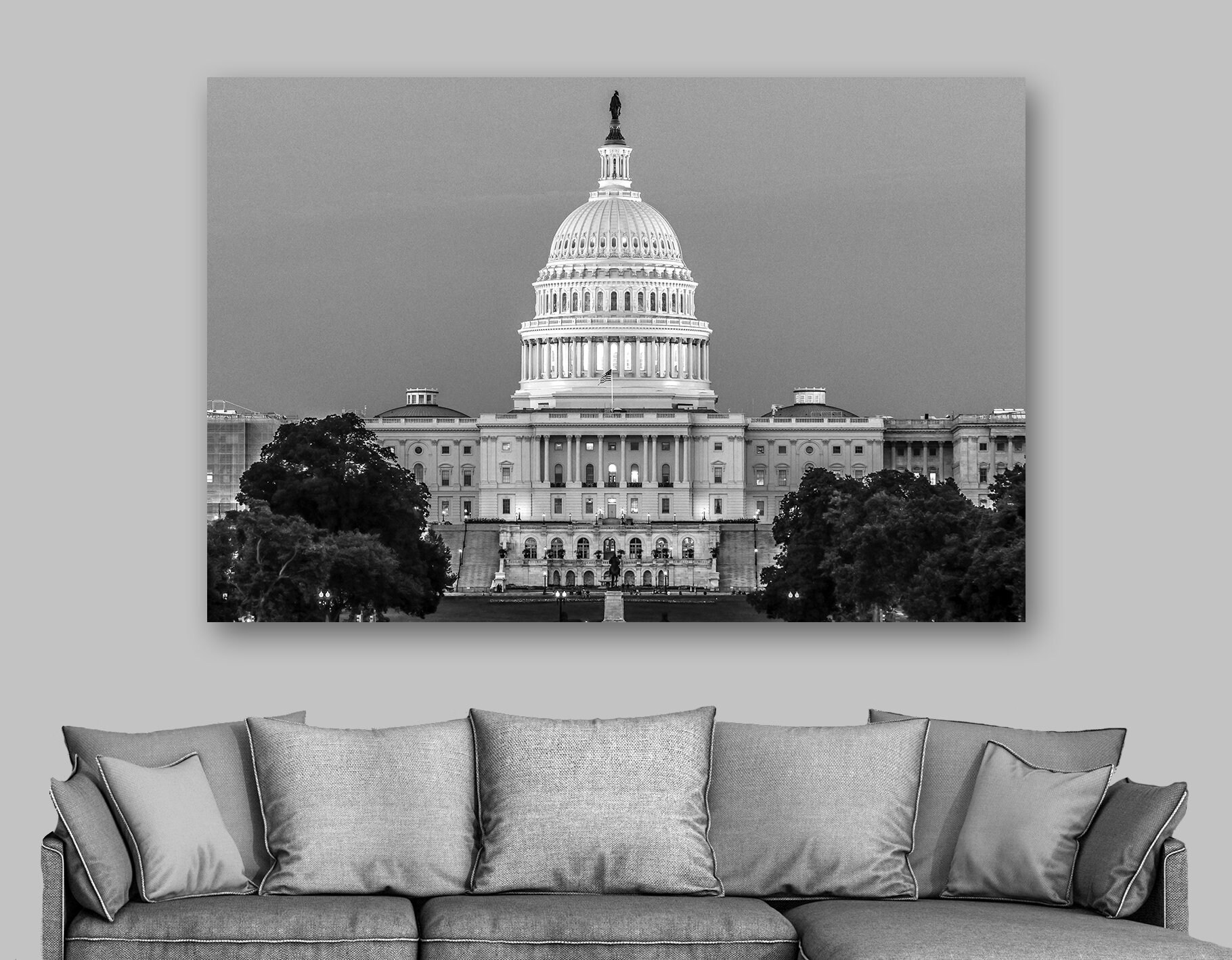 US Capitol Wall Art Washington DC Canvas Washington B&W - Etsy