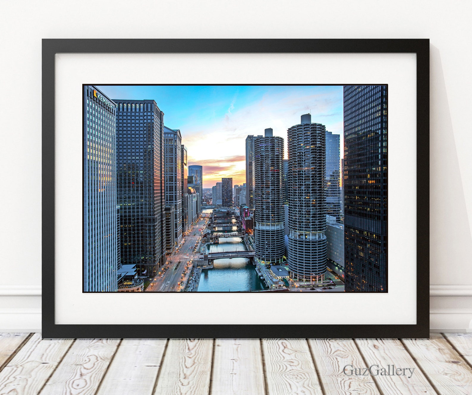 Chicago Marina City, Chicago River Wall Art, Large Art Print, Chicago ...