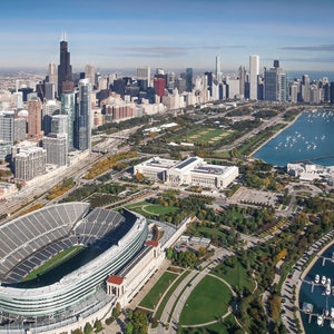 Chicago Skyline, Soldier Field Stadium, Photo on Wood, Desk Decor, Wall ...
