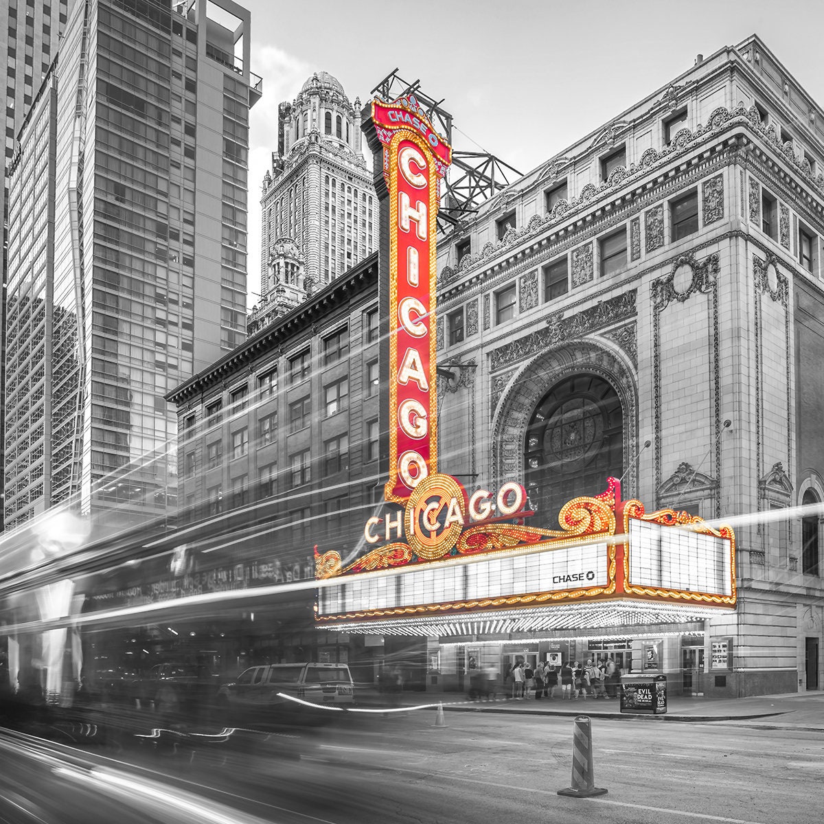 Chicago Theatre, Classic Neon Sign Photo on Wood, Desk Art Decor ...