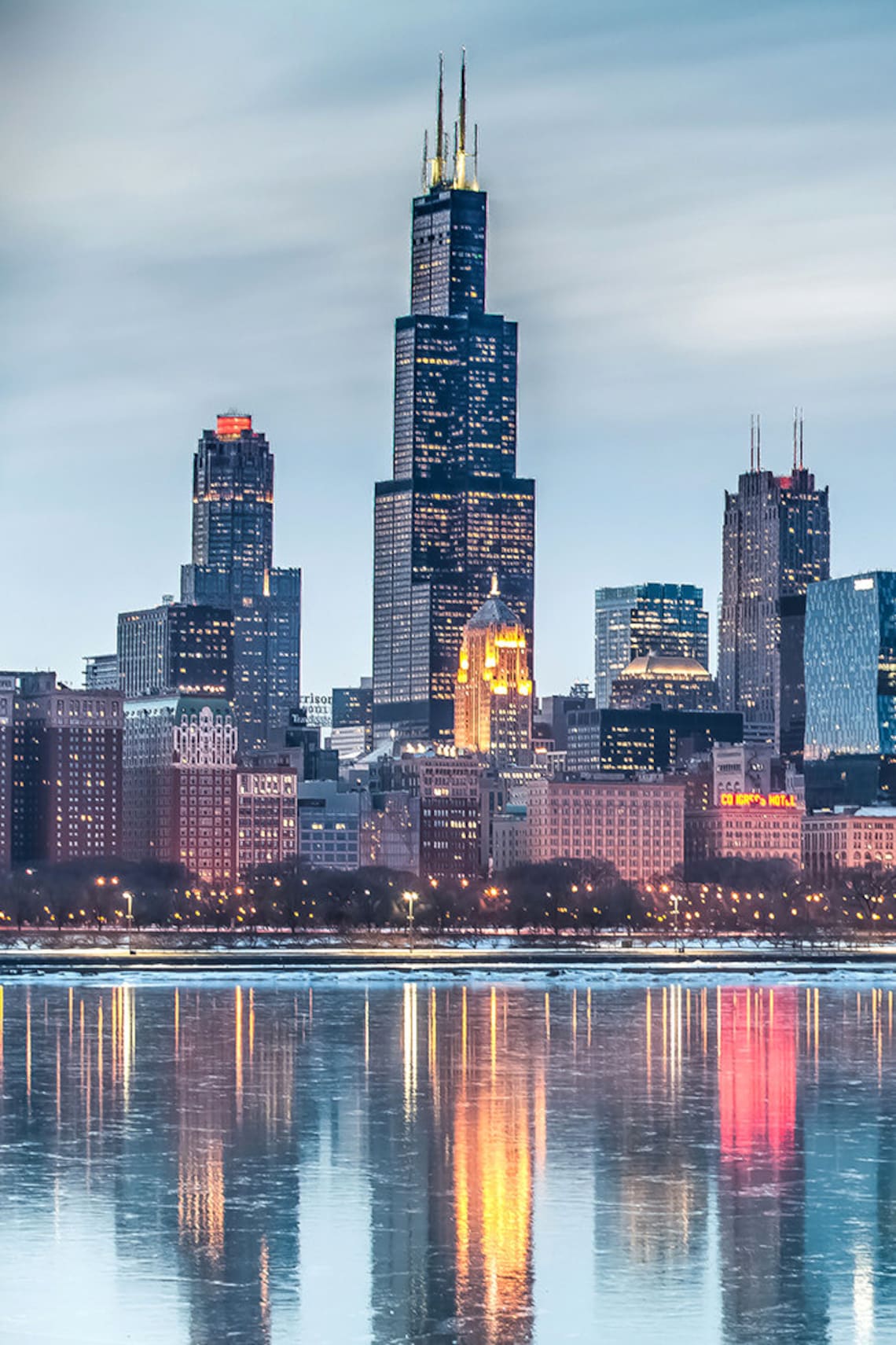 Chicago Wall Art, Willis Tower, Vertical Print, Skyscrapers Ice ...