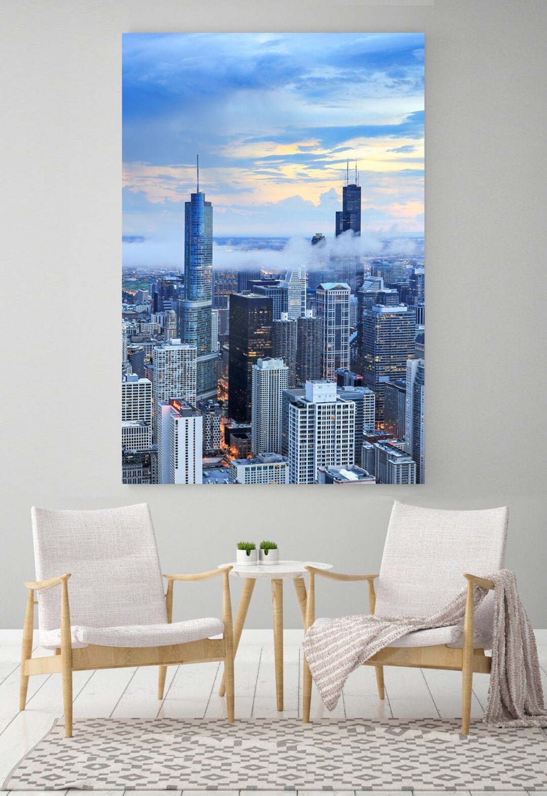 Chicago Vertical Wall Art, Chicago Skyline, Trump Tower, Willis Tower ...