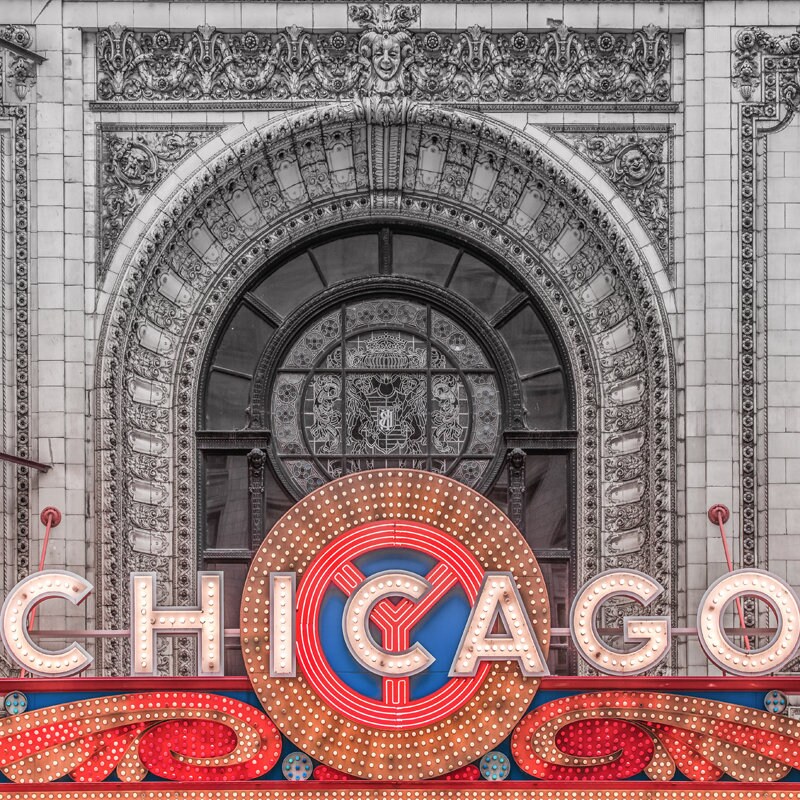 Chicago Theatre Art, Vintage Neon Sign "chicago", Chicago Art Print ...