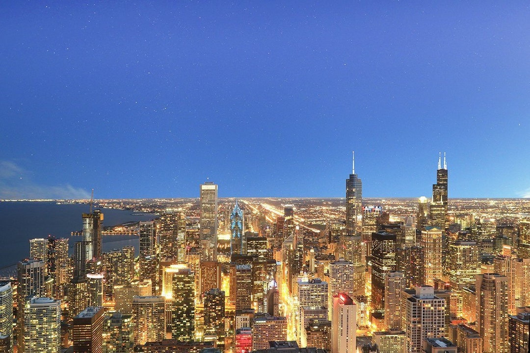 Chicago Photography, Night Sky Over Chicago Skyline, Canvas Wall Art ...