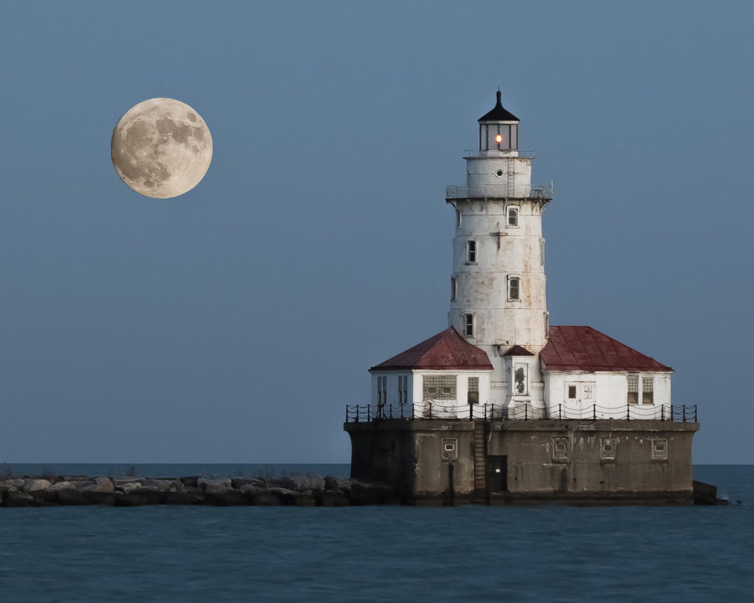 Chicago Lighthouse, Supermoon, Moon Photography, Night Photography ...
