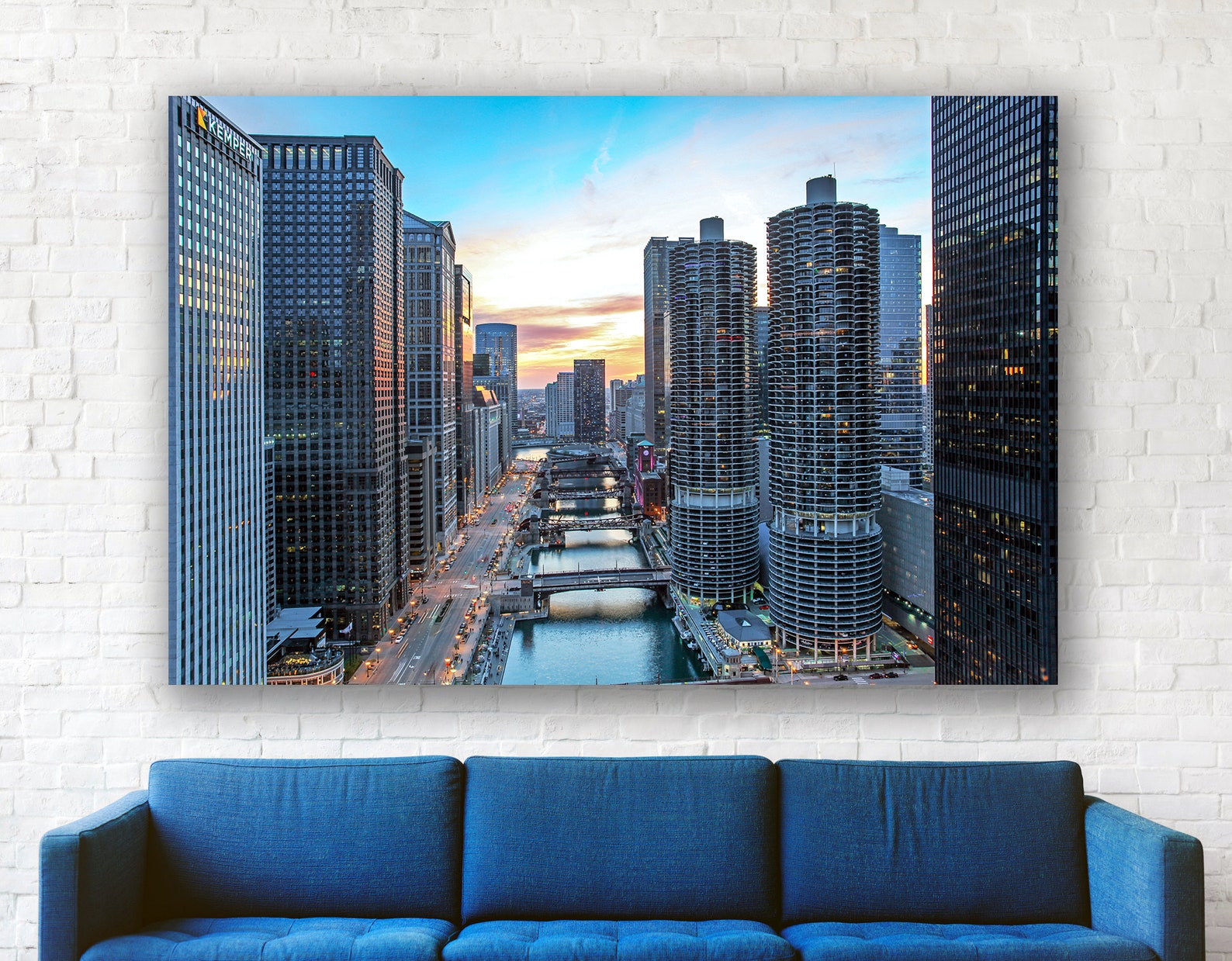 Chicago Marina City, Chicago River Wall Art, Large Art Print, Chicago ...