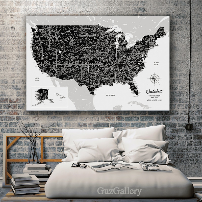 Push Pin Map - Etsy