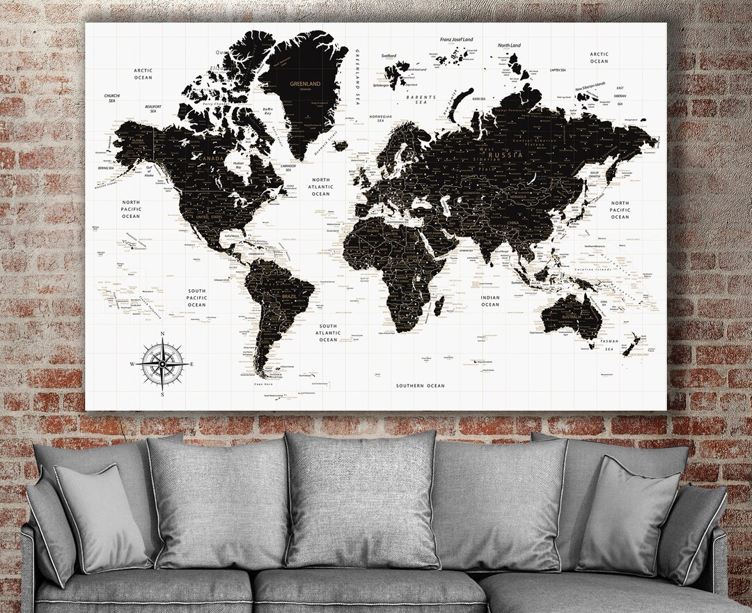 Large Canvas World Map, Ready to Hang, Current Travel Map, Travel Gifts ...