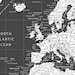 B&W World Map, Canvas Wall Art, Travel Map, Grey Black White Tones ...