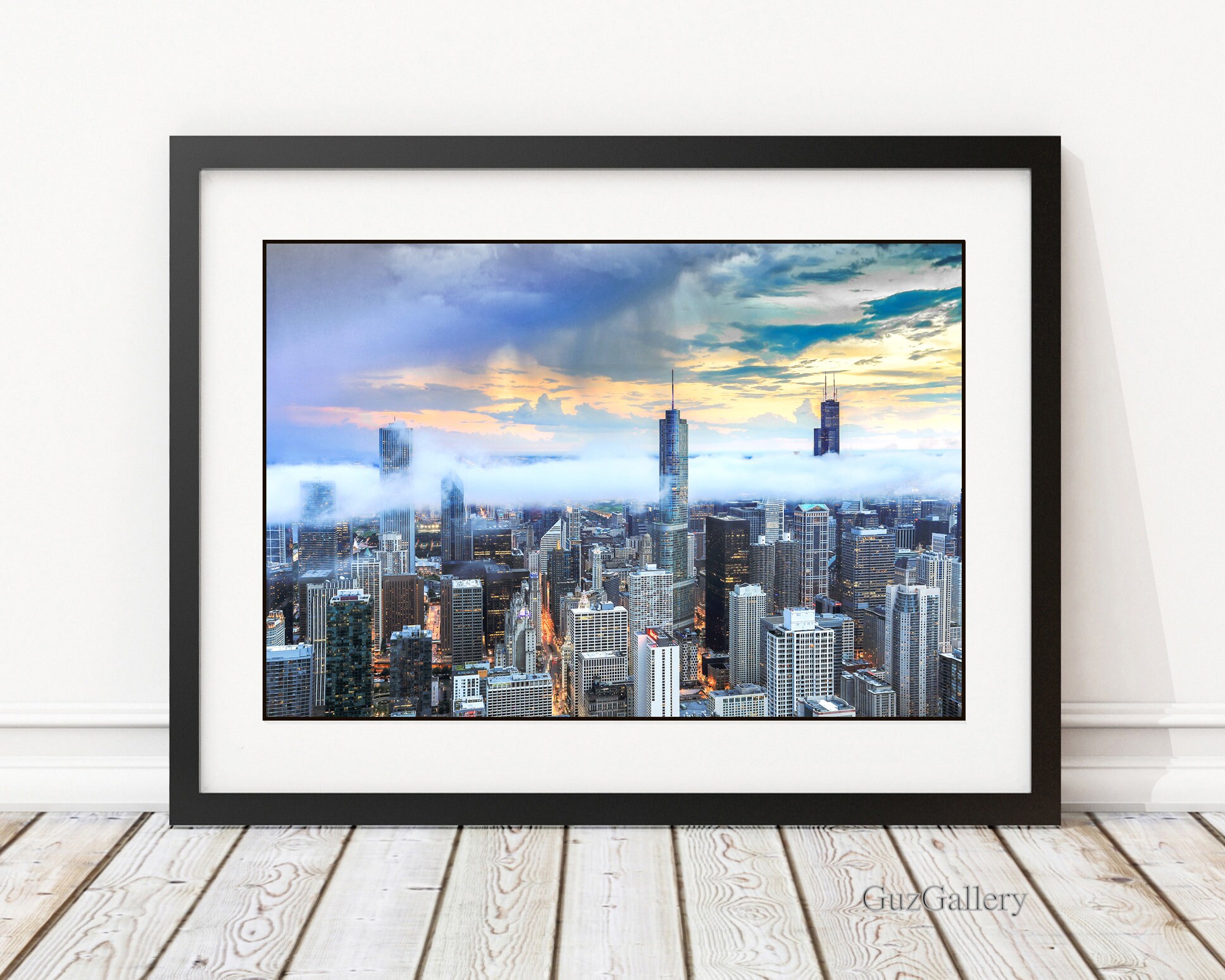 Chicago Skyline Wall Art, Chicago Photography, Dramatic Sky, Stormy ...