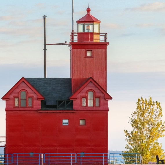 Big Red Lighthouse Photography Holland Lighthouse Michigan | Etsy