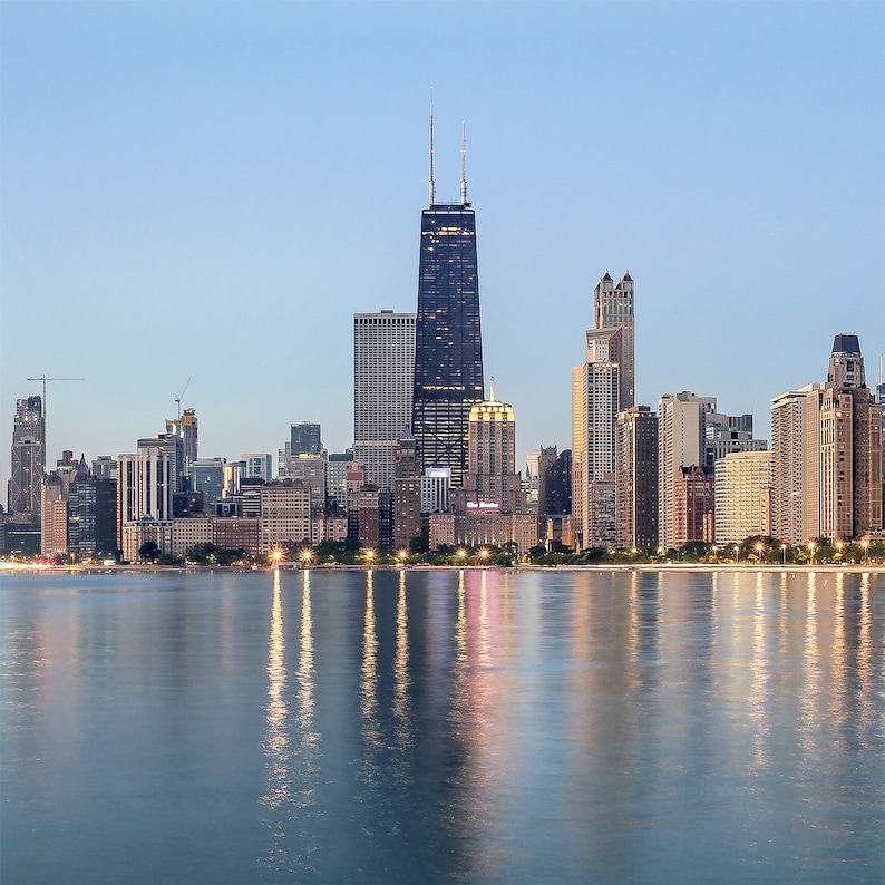 Chicago Skyline at Sunrise Chicago Wall Art Photo Wood - Etsy