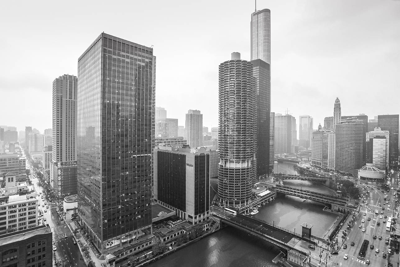 B&W Chicago Photography, Marina City Towers, Corn Cob Building, Chicago ...