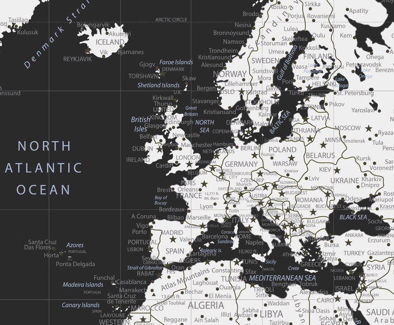 Push Pin World Map Foam Board Mounted, Large Travel Map, Customized ...