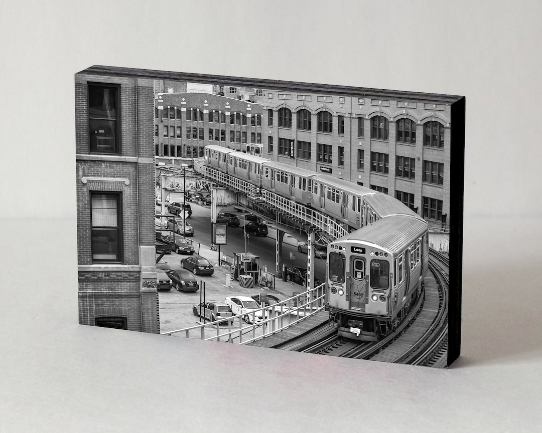 Train Photography, Chicago CTA Train Art, Wood Photo Block, Loop CTA ...