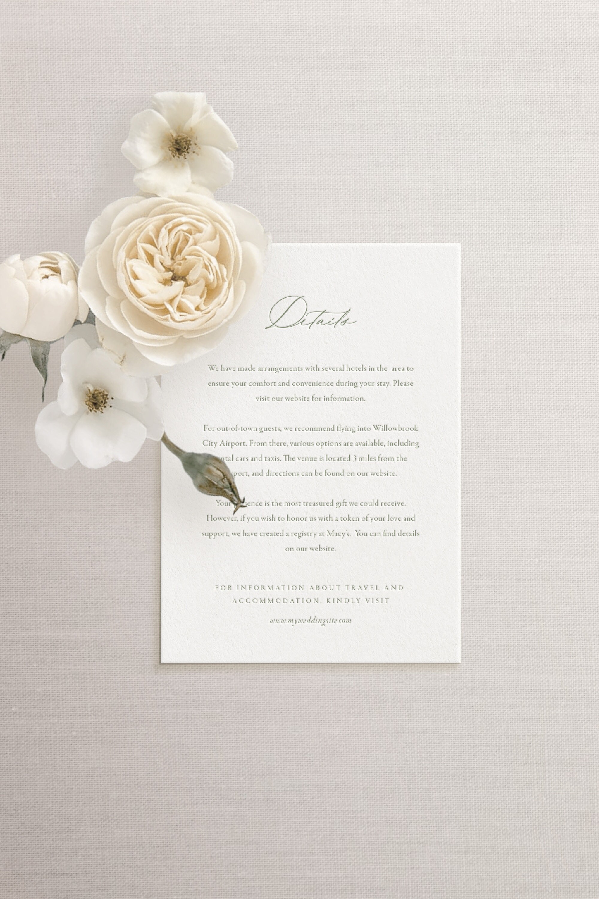 Green Letterpress Wedding Invitation Suite, Simple, Elegant Classic ...