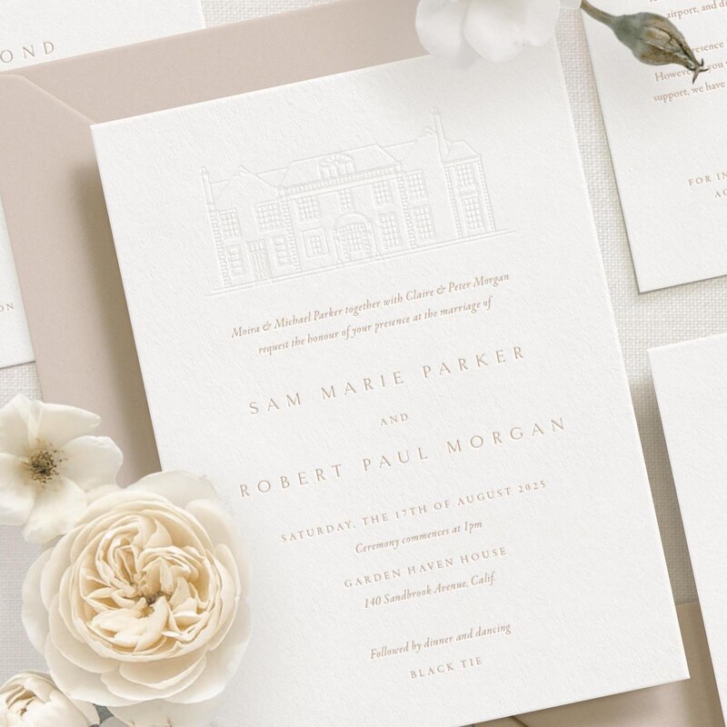 Letterpress Wedding Invitation - Etsy