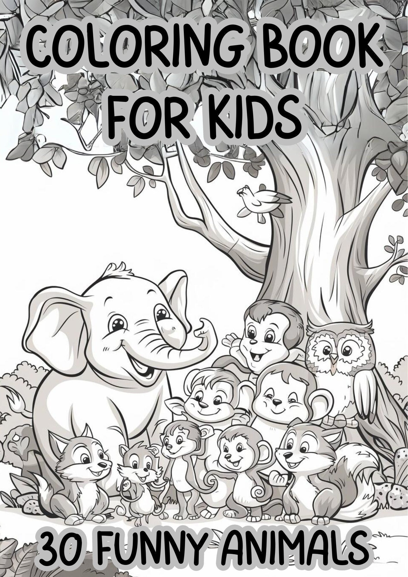 Coloring Pages for Kids With 30 Animals, Coloring Sheets Printable ...