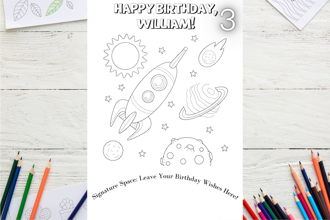 Custom Birthday Coloring Sheet, Printable Kids' Activity, Boys' and ...
