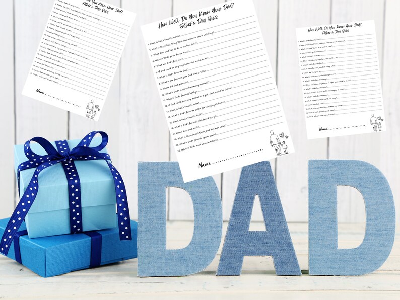 Fun Father's Day Quiz Printable 20 Questions to Test How Well You Know ...