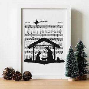 Nativity Scene on Hymnal Sheet Music Set christmas Wall Art, Christian ...