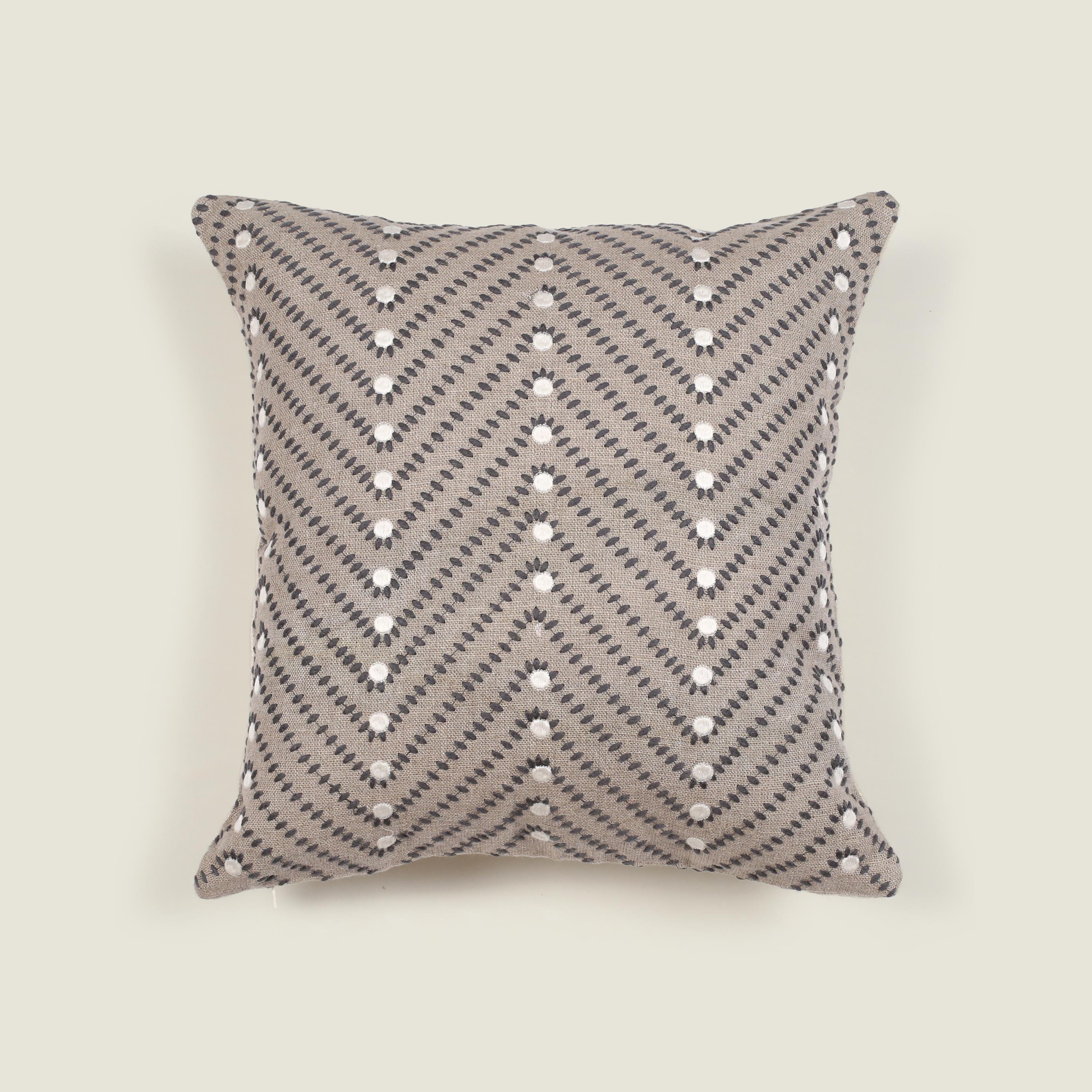 Modern Chevron Pattern Dot Stitch Embroidered Neutral Cushion Cover on ...