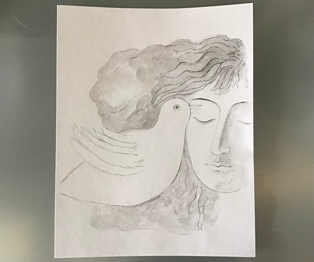 The Gentle Dove - Original Watercolor Illustration Drawing - Etsy