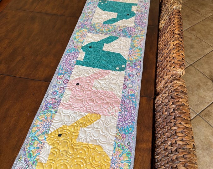 Easter Table Runner, Bunny Table Runner, Quilted Easter Table Runner, Quilted Easter Bunny Table ...