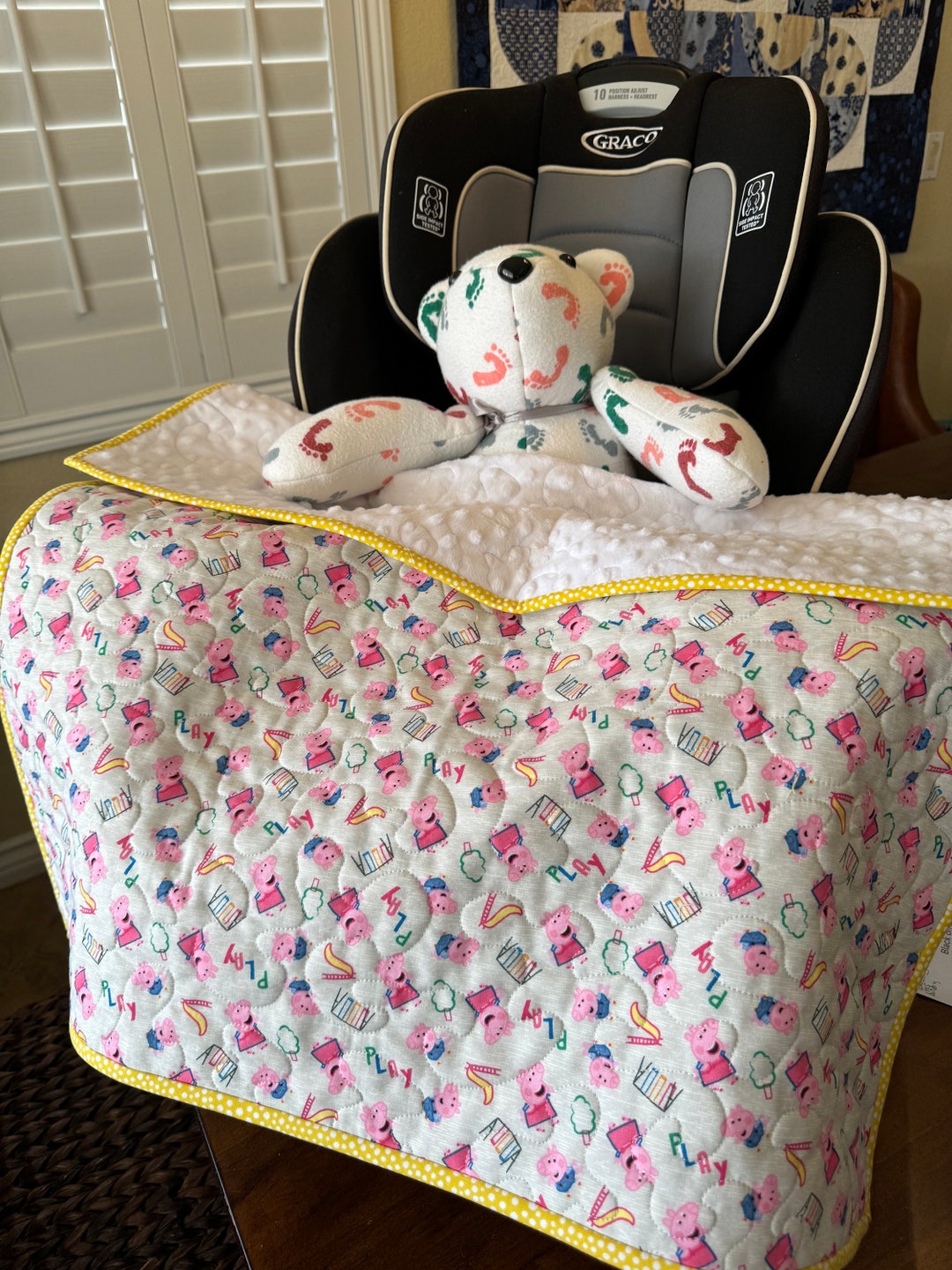 Peppa Pig Baby Stroller/car Seat Quilt - Etsy