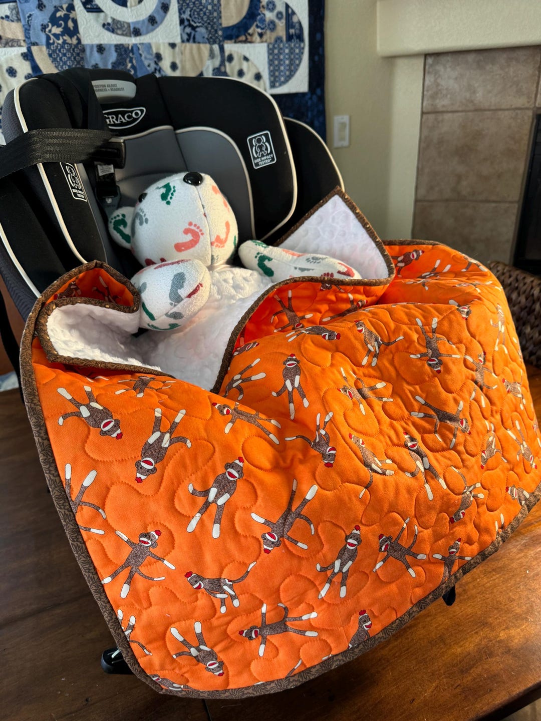 Sock Monkey Stroller/car Seat Quilt #2 - Etsy