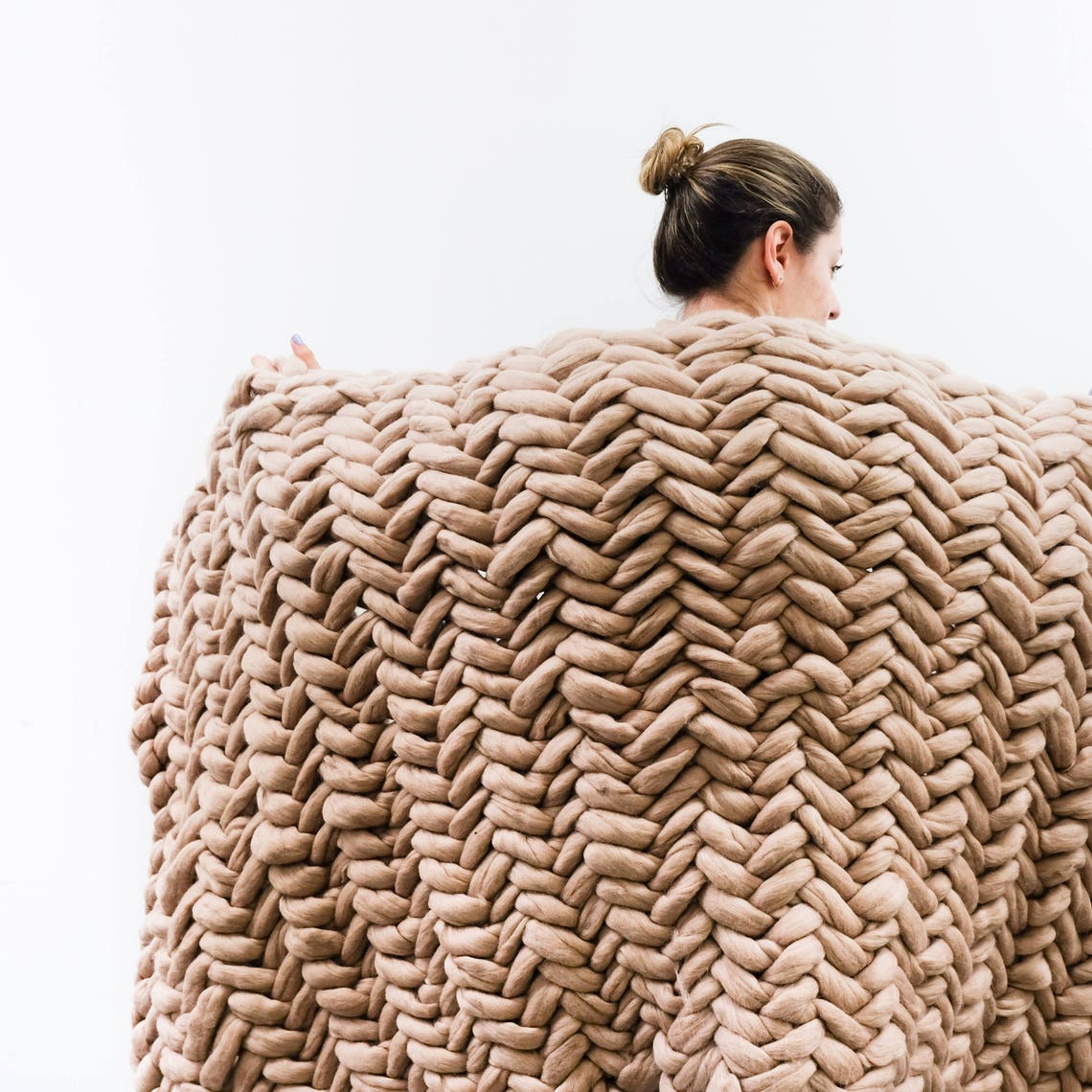 Extreme Chunky Knit Herringbone Blanket Oversized | Etsy