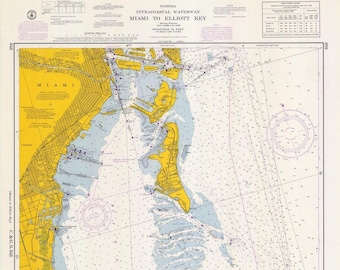 Miami Nautical Chart - Etsy