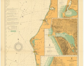 Lake Michigan Map Benona to Point Betsie 1932 | Etsy