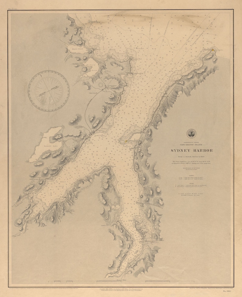 Sydney Harbor - Cape Breton Island Map - 1849 - Etsy