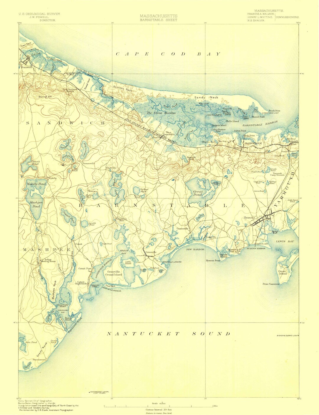Barnstable, Cape Cod Map - 1888 - Etsy