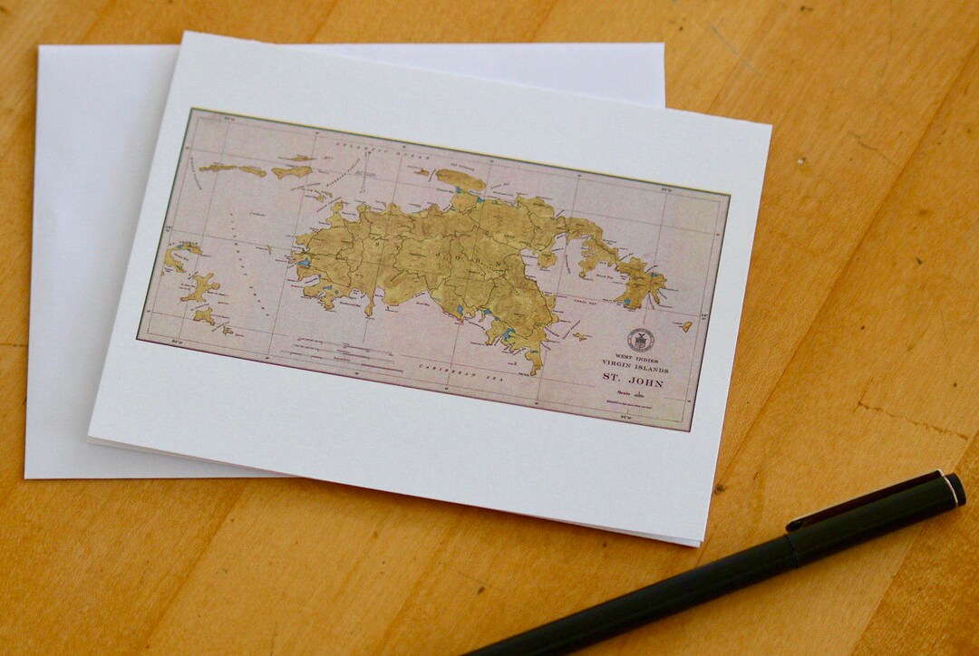 St. John Map Notecards 1948 4.25x5.5 - Etsy