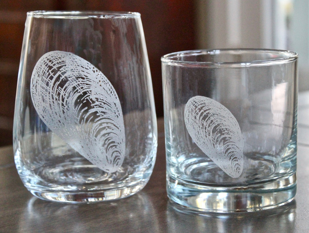 Mussel Shell Engraved Glasses - Etsy