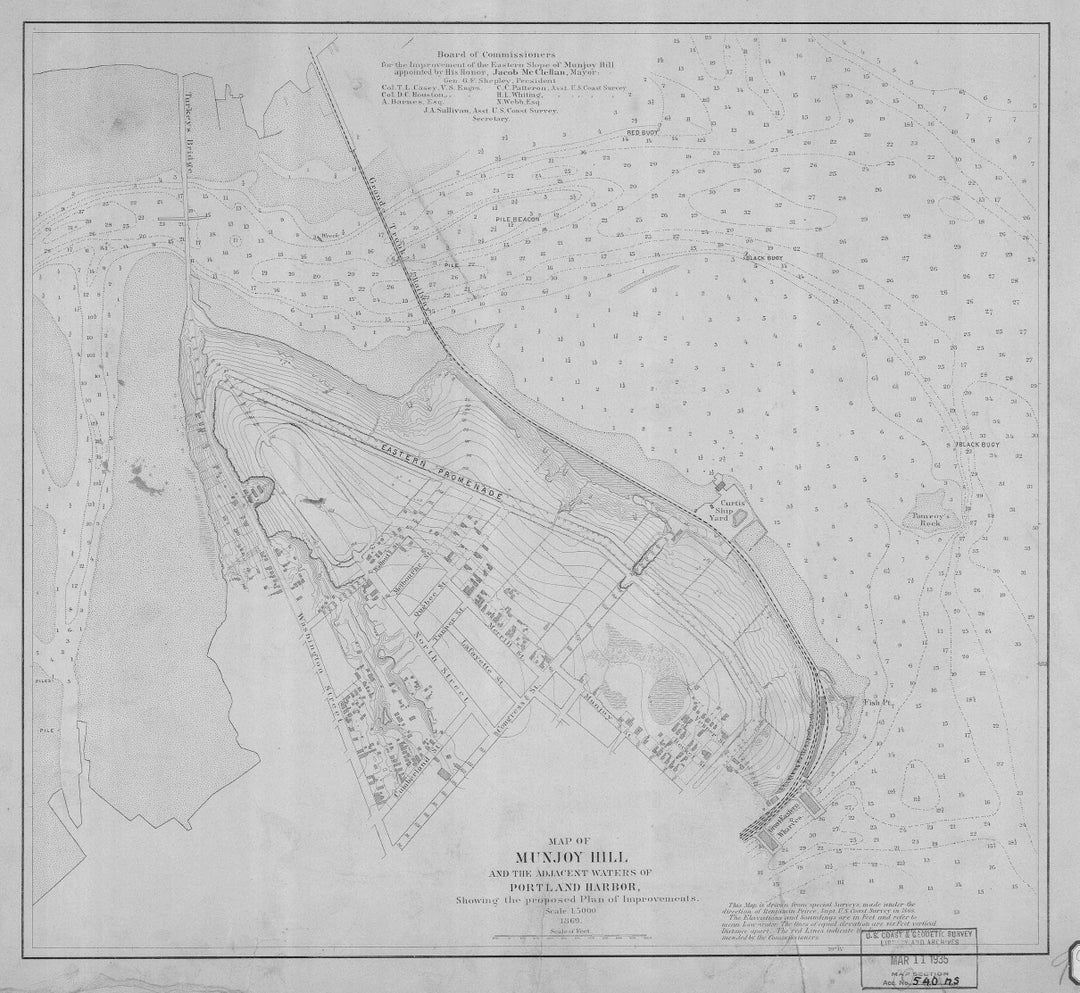 Portland Harbor Map - Munjoy Hill -1869 - Nautical Chart Print - Etsy
