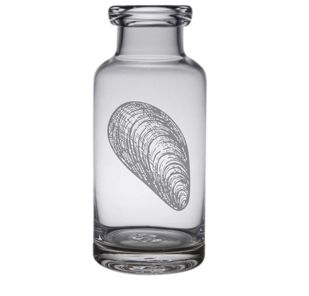 Mussel Shell Engraved Glass Carafe - Etsy