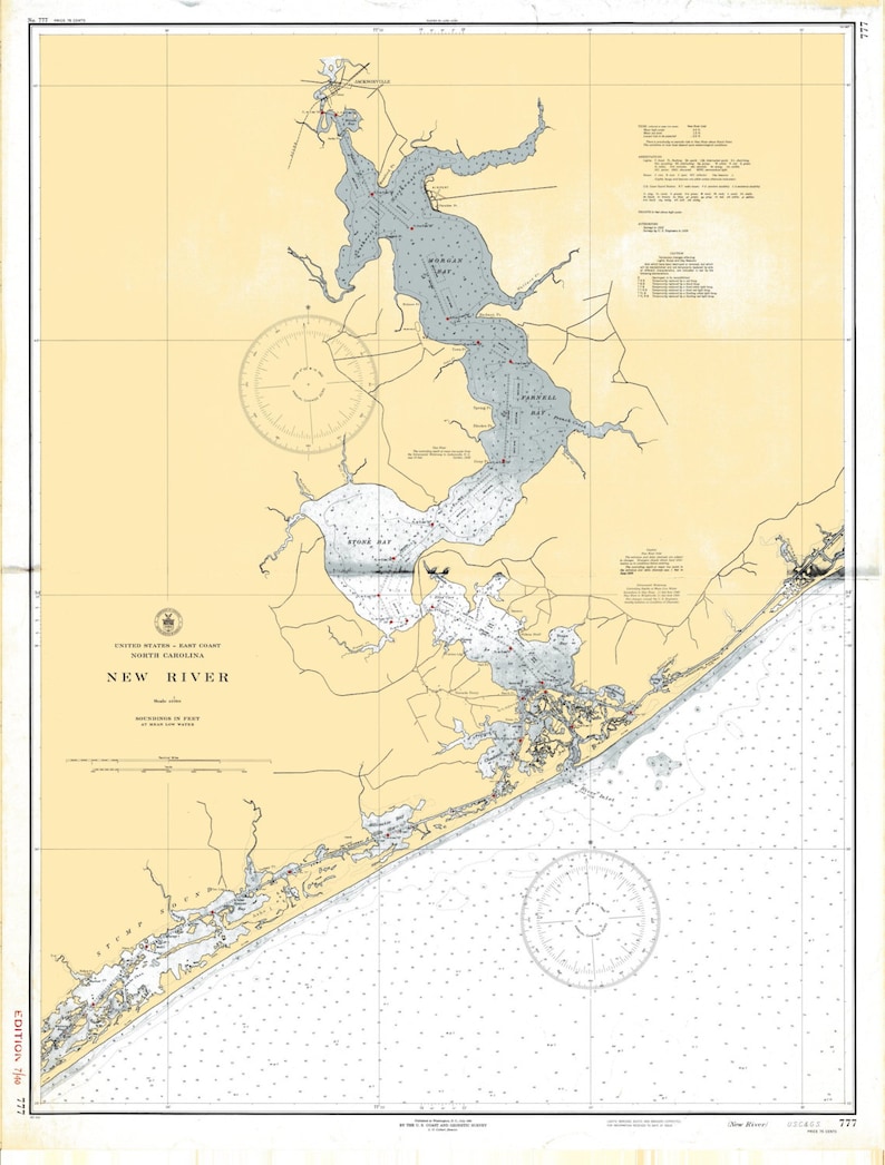 New River North Carolina Historical Map 1940 Nautical Chart - Etsy