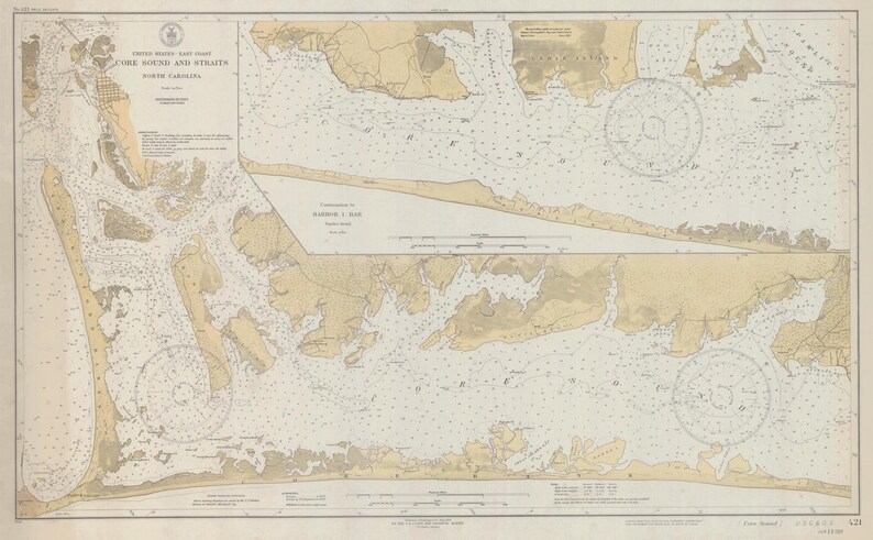 Core Sound Map and Straits 1931 Nautical Chart Print | Etsy