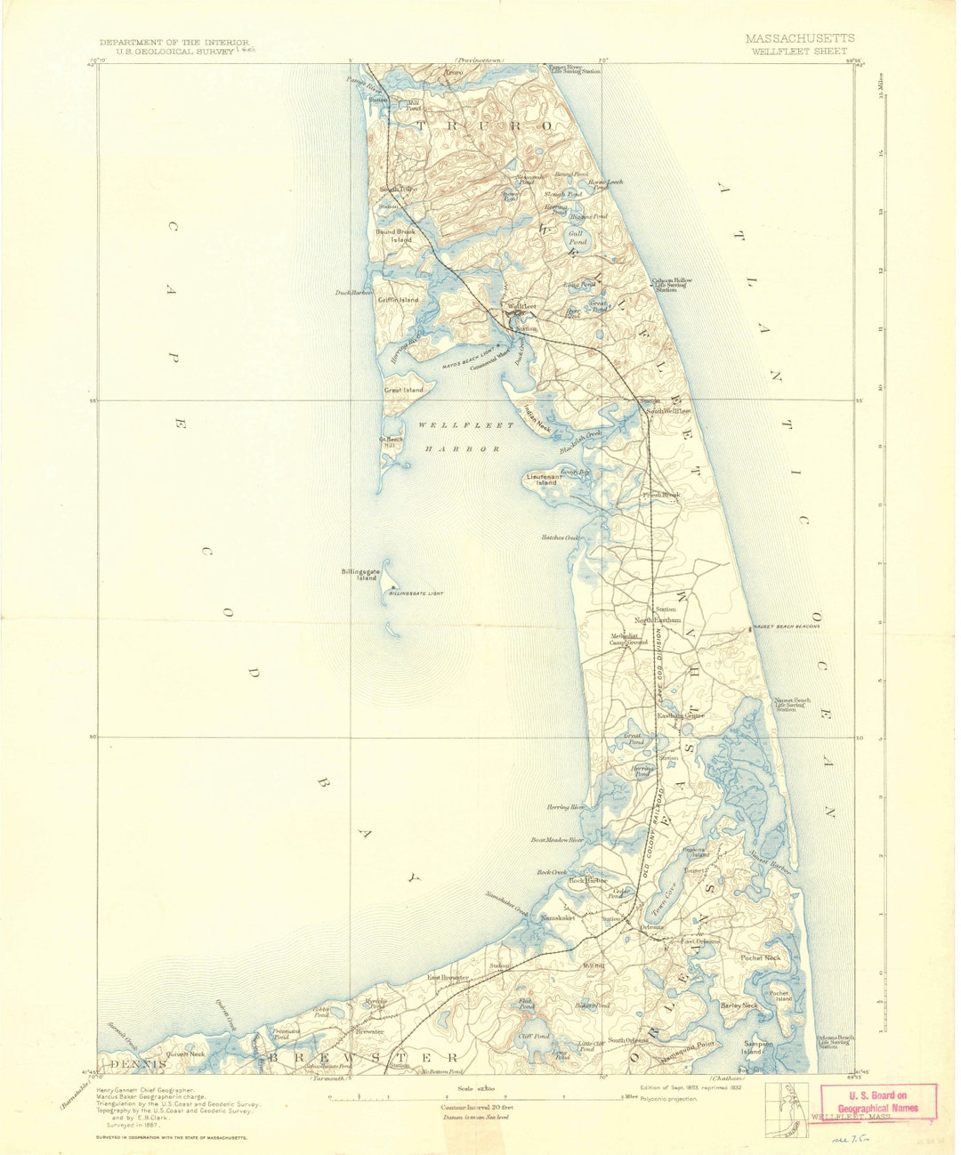 Wellfleet Map 1893 - Nautical Chart Print - Etsy