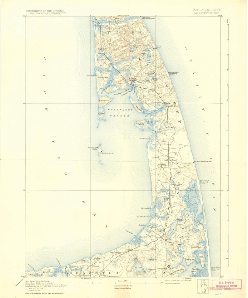 Wellfleet Map 1893 - Historical Nautical Chart Print - Etsy