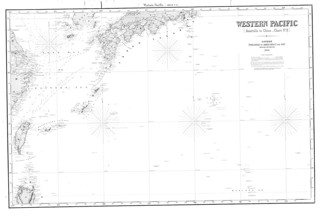 Western Pacific Map - Australia to China 1866 - Etsy