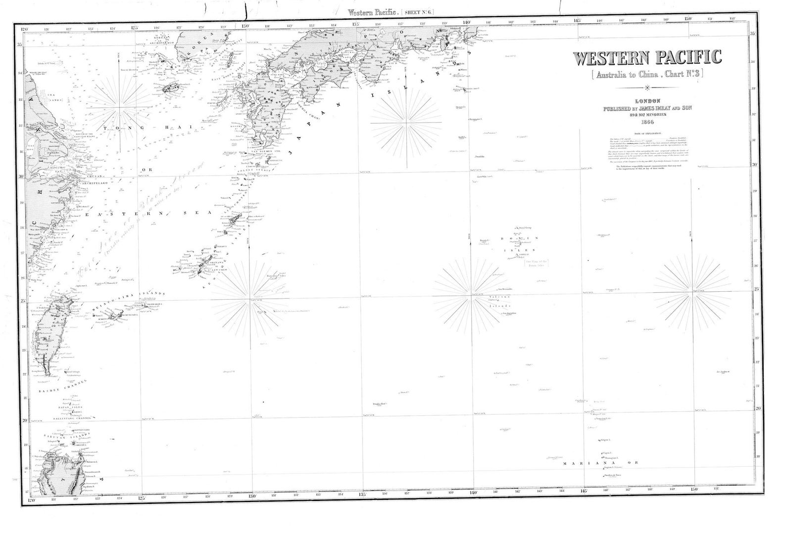 Western Pacific Map Australia to China 1866 | Etsy
