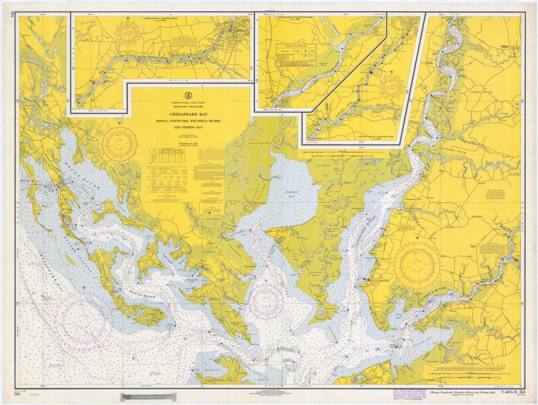 Chesapeake Bay Map - Honga, Nanticoke & Wilmico Rivers - 1967 ...