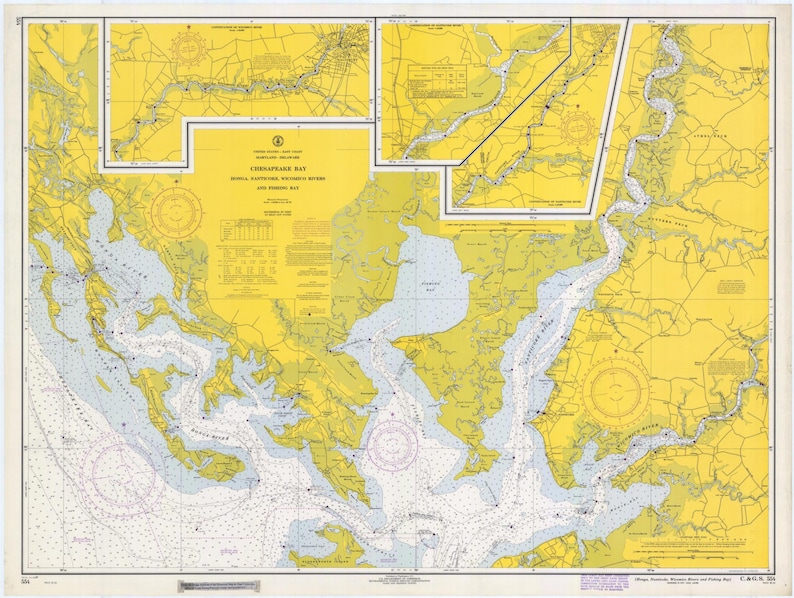 Chesapeake Bay Map Honga Nanticoke & Wilmico Rivers 1967 - Etsy
